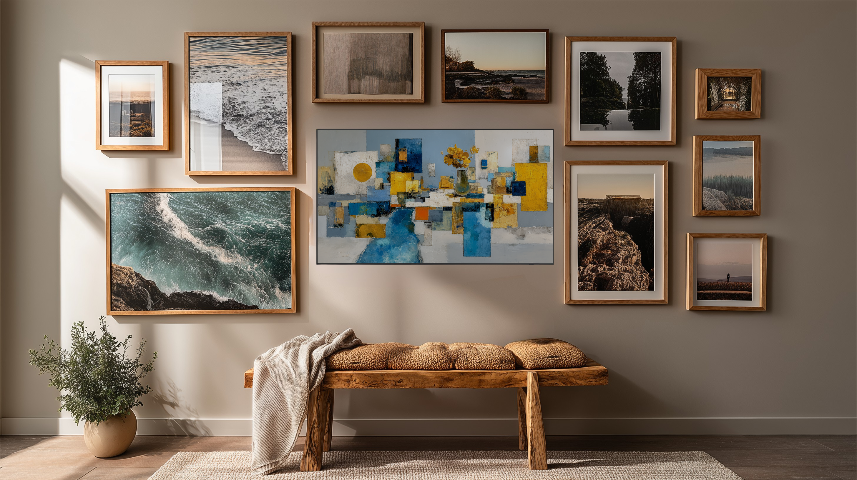 Gallery Wall Around a TV: Layout Templates + Spacing Rules | Art For Frame