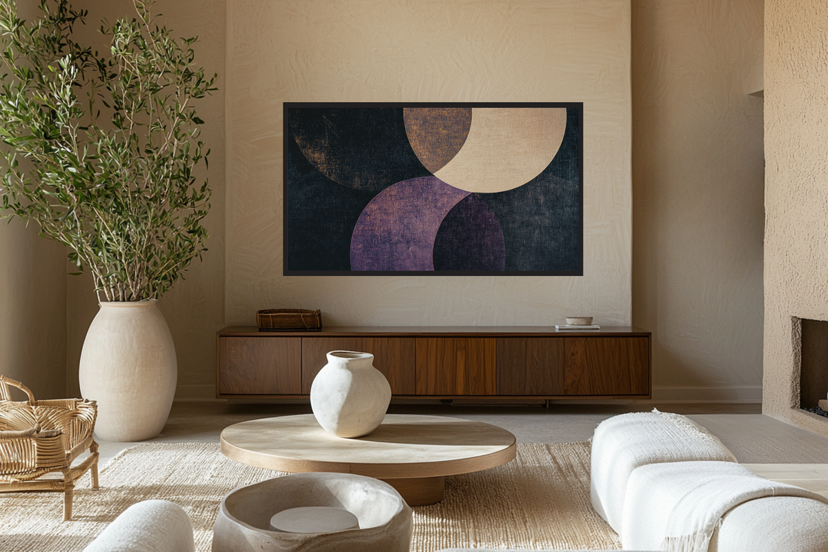 Lunar Intersections – Modern Geometric Moonscape for Frame TV