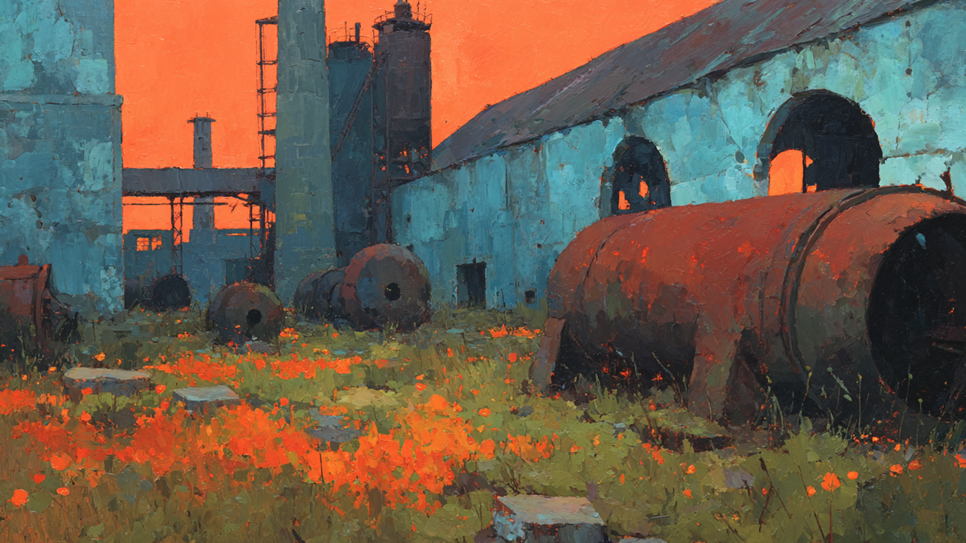 Oxidized Factory Amber Ruins | 4K TV Art Download | Art For Frame