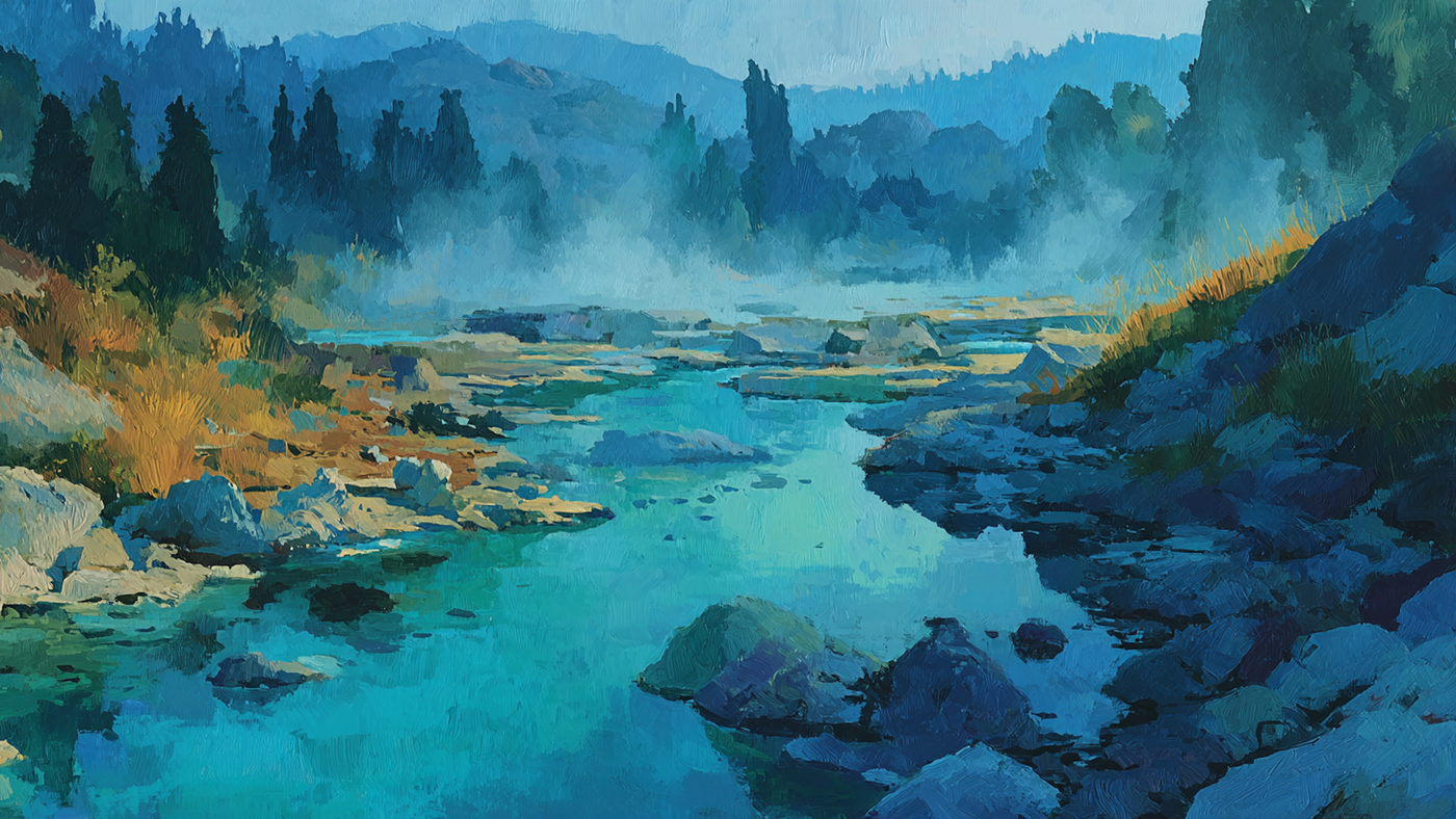 Rocky Hot Spring Blue Waters | 4K TV Art Download | Art For Frame