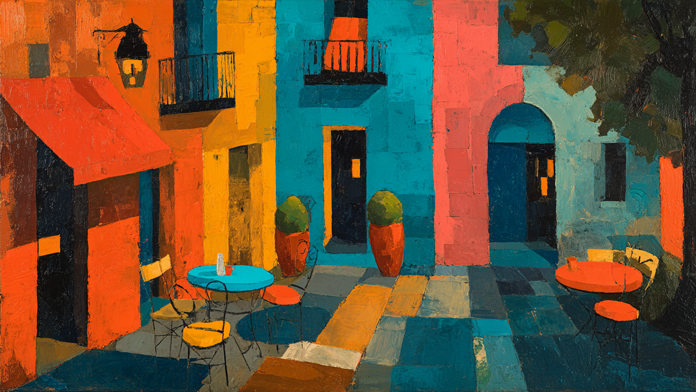 Under the Orange Awning | 4K TV Art Download | Art For Frame